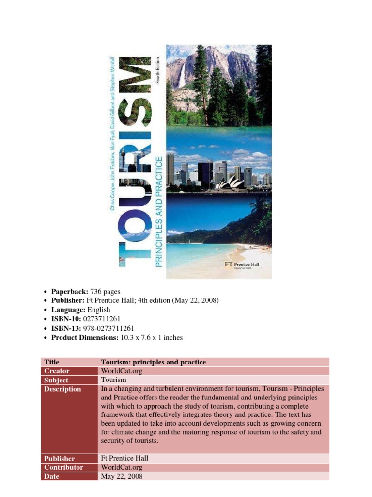 Tourism: Principles and Practice | PDF