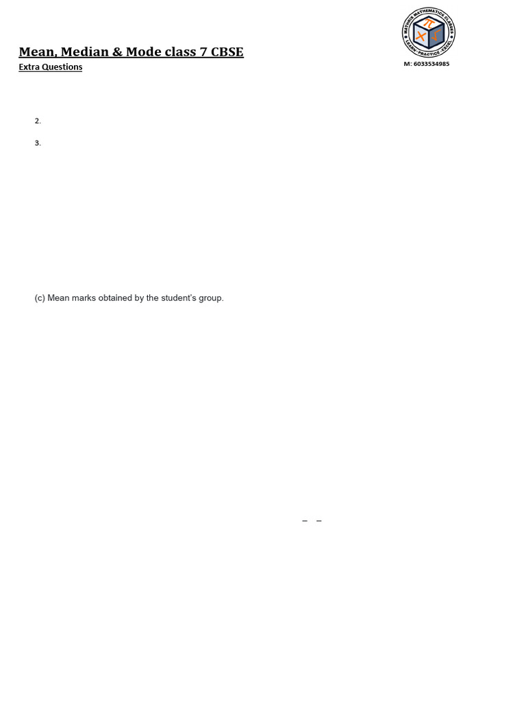 Mean Median Mode | PDF | Mean | Mode (Statistics)
