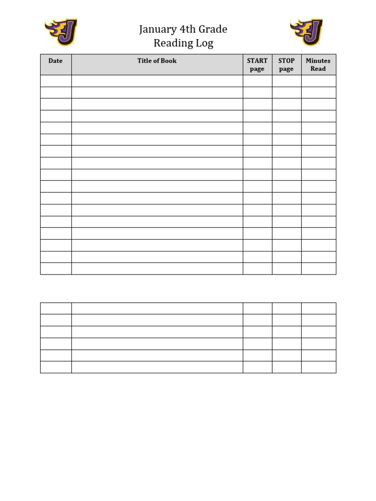 Edited - January 4th Grade Reading Log | PDF