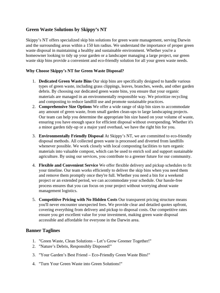 Green Waste Solutions by Skippy | PDF | Waste Management | Waste