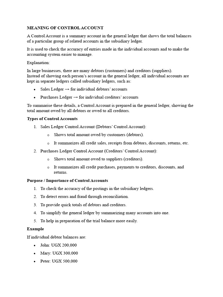 CONTROL ACCOUNTS | PDF | Debits And Credits | Business