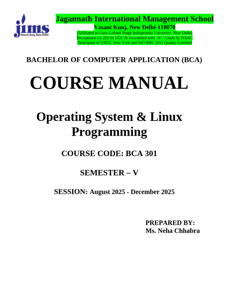 BCA Operating System & Linux Course Guide | PDF | Scheduling (Computing ...