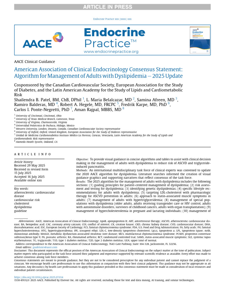2025 Dyslipidemia Management Guidelines | PDF | Low Density Lipoprotein ...