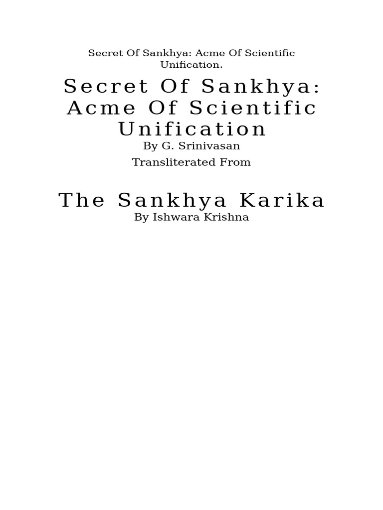 Secret of Sankhya Scientific Unification and Vedic Philosophy | PDF ...