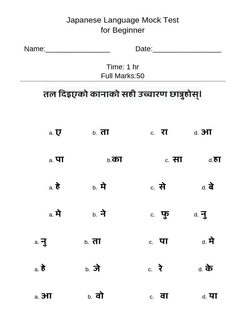 Beginner Test | PDF