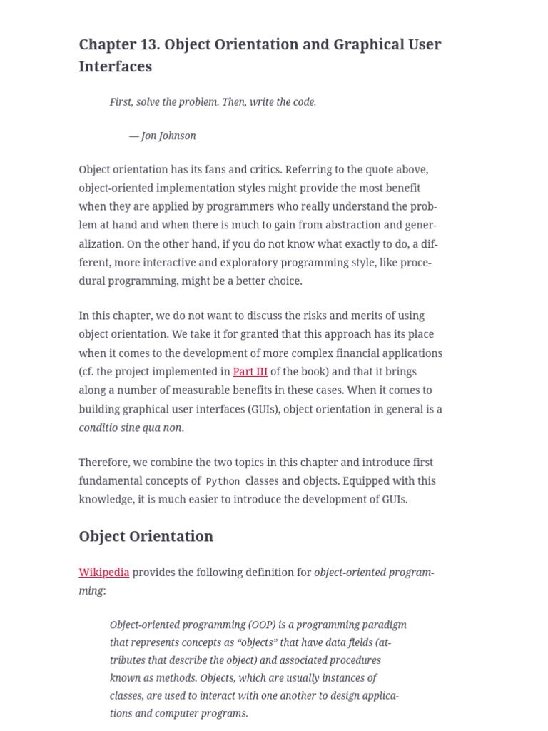13. Object Orientation and Graphical User Interfaces _ Python for Finance | PDF | Net Present ...
