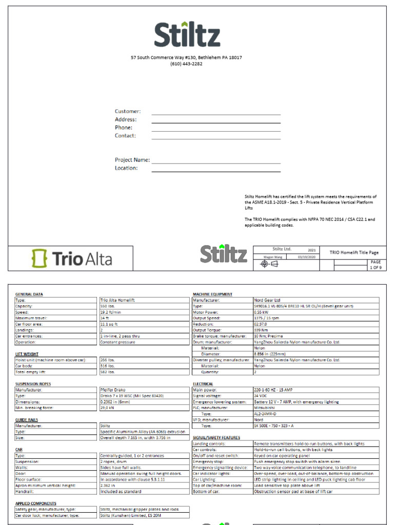 A18.1 TRIO Homelift Permit Layout Drawings (Enclosure) v.1 | PDF ...