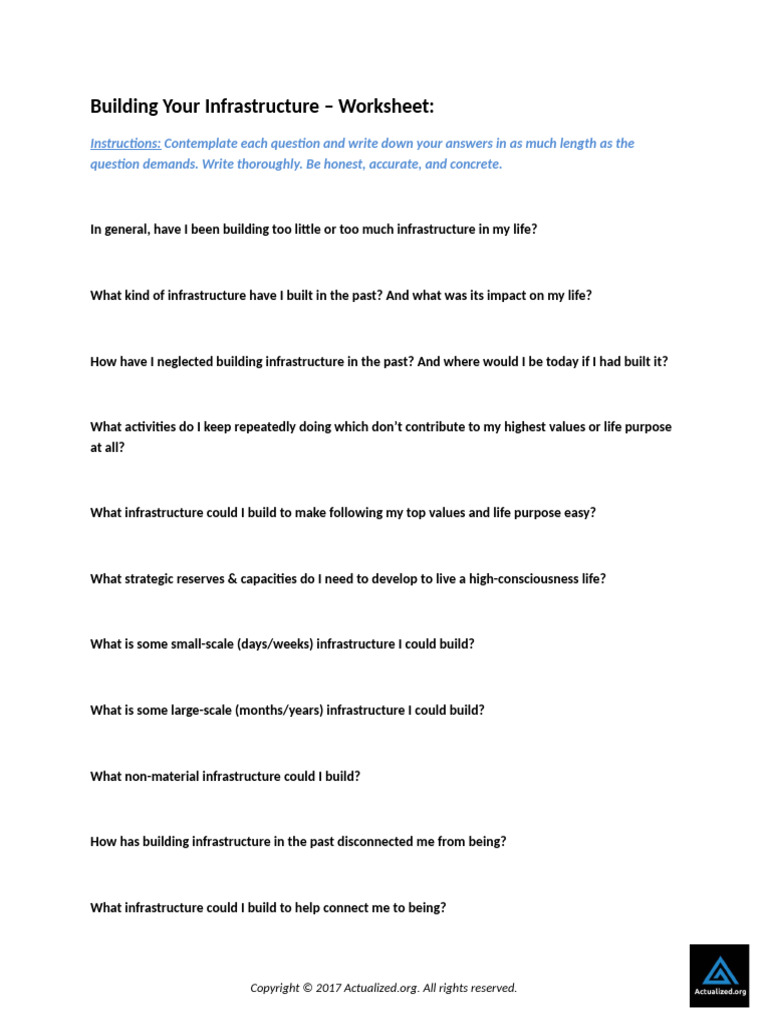 Building Your Infrastructure Worksheet | PDF
