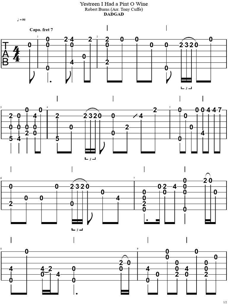 "Yestreen I Had a Pint O Wine Chords" | PDF | Celtic Musical ...