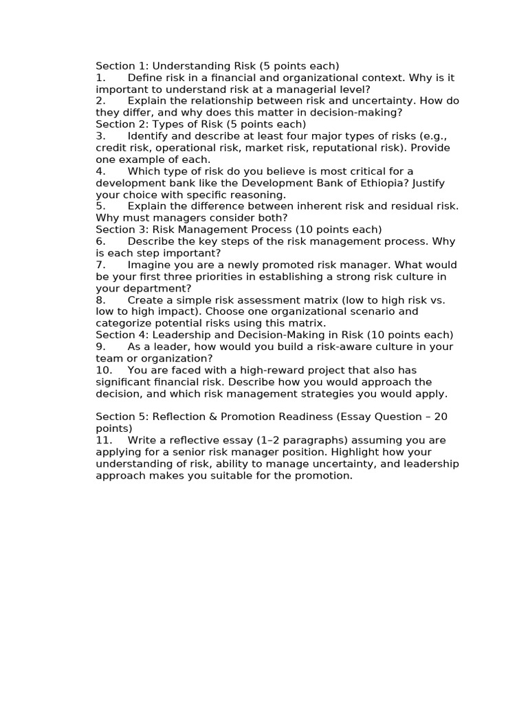 Risk Questions | PDF