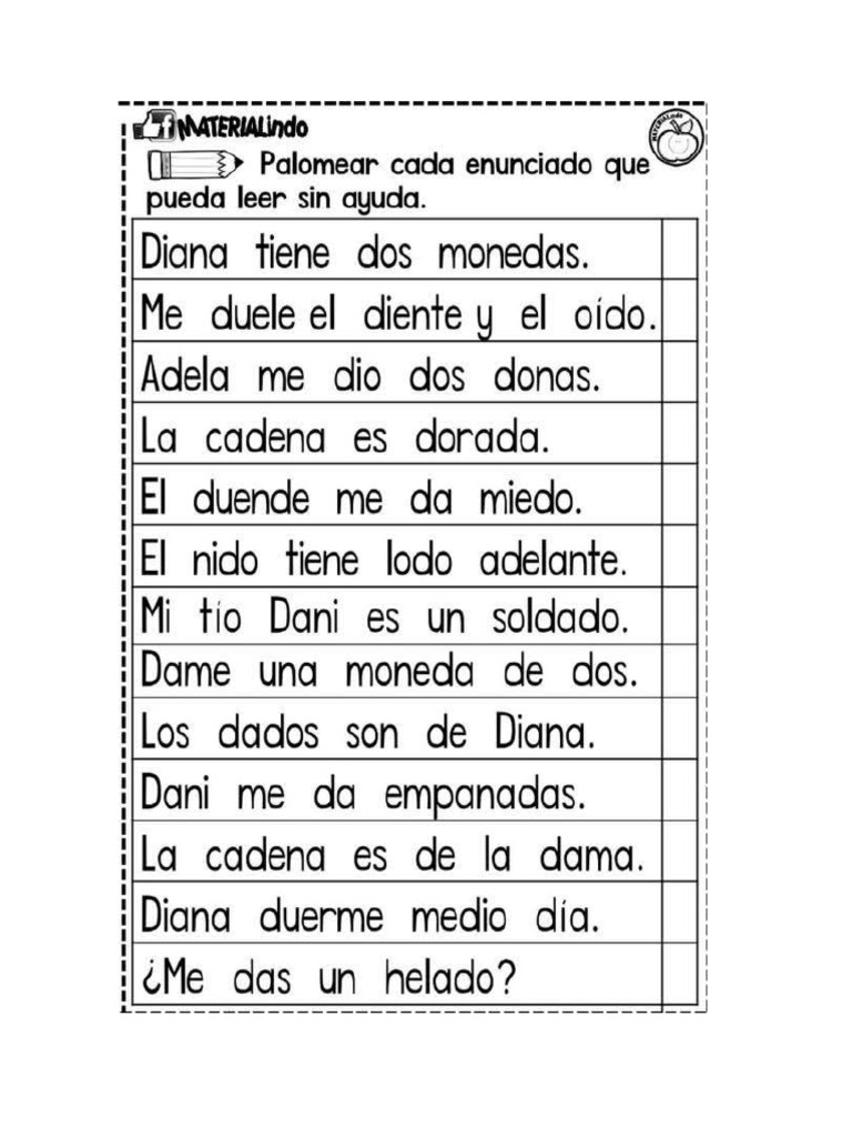 Lectura de Oraciones | PDF