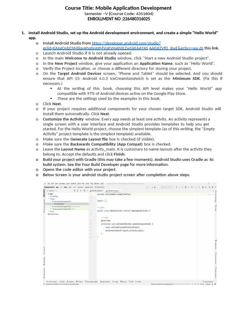 Android LabManual | PDF | Android (Operating System) | Mobile App