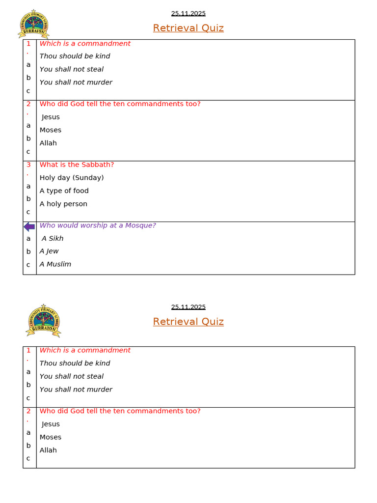 Retrieval Quiz l4 | PDF