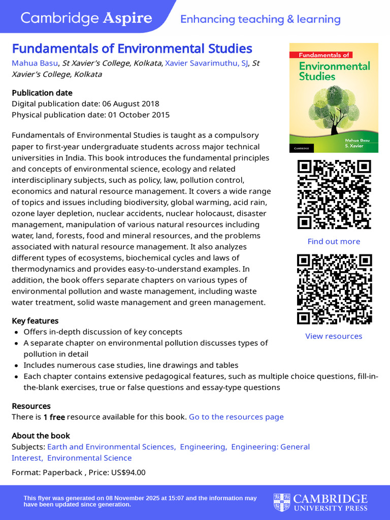 Fundamentals of Environmental Studies Guide | PDF | Environmental ...