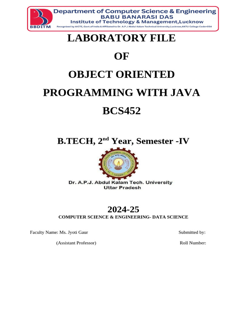 Laboratory File Format OOPs With Java | PDF | Engineering | Knowledge