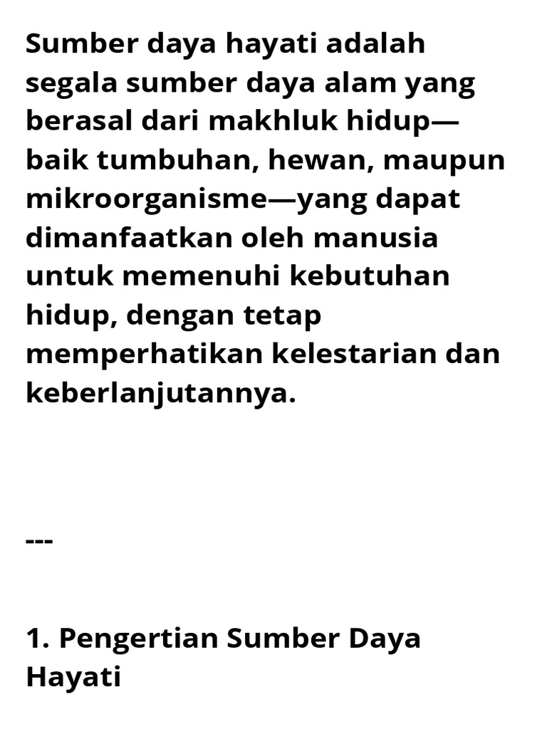 Sumber Daya Hayati dan Manfaatnya | PDF