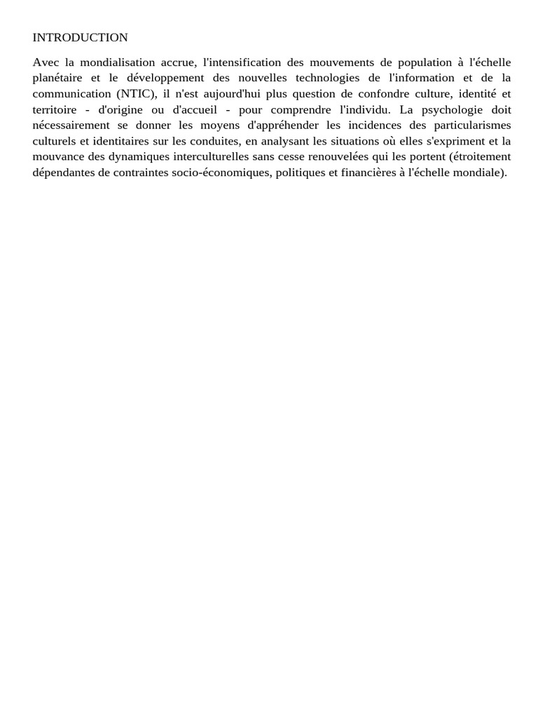 Impact de la Mondialisation sur l'Identité | PDF
