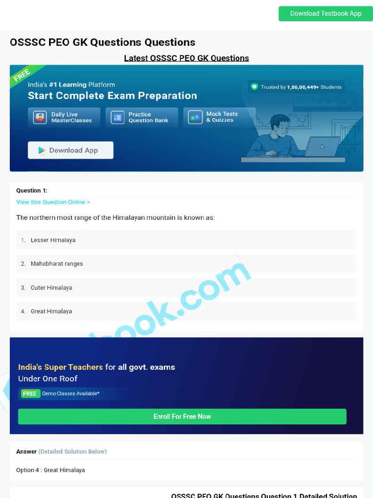 Osssc Peo GK Questions 64930efc1831656ab13c4bfe | PDF