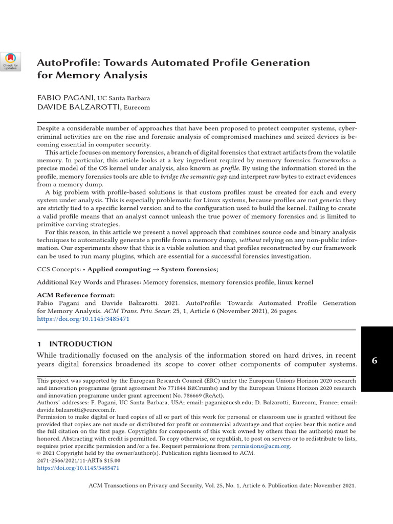 Automated Memory Forensics Profile Generation | PDF | Kernel (Operating ...