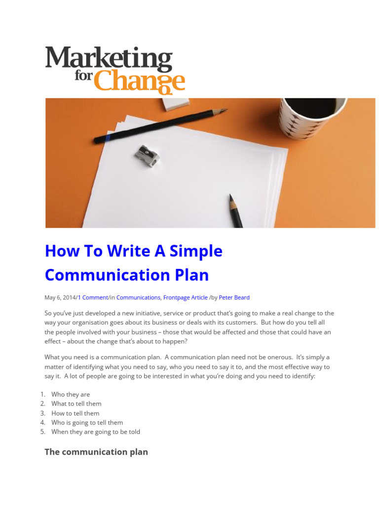 Simple Guide to Communication Plans | PDF | Information | Communication