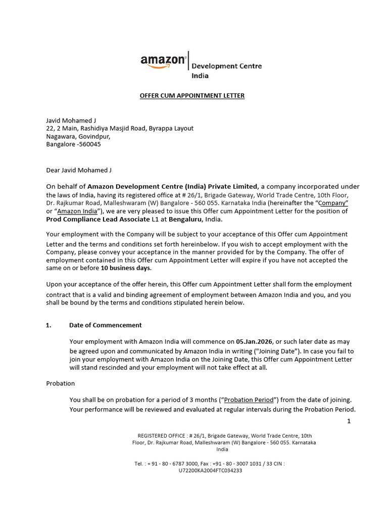 Amazon Offer Letter | PDF | Legal Remedy | Injunction