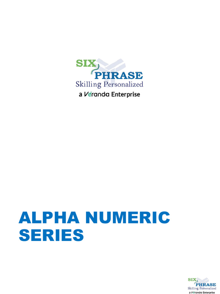 Alpha Numeric Series | PDF | Multiplication | Alphabet