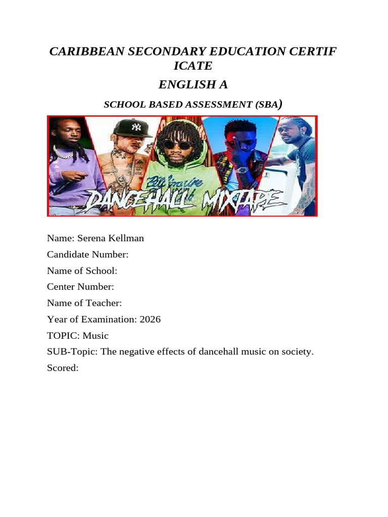 Negative Effects of Dancehall Music | PDF | Violence