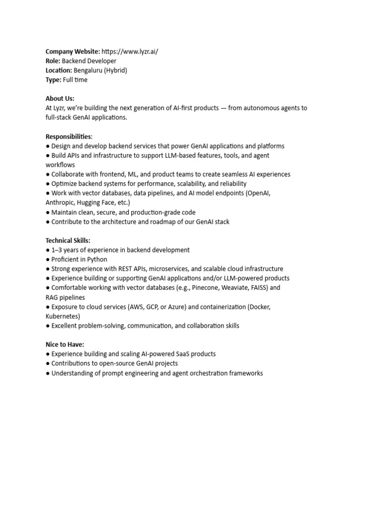 JD - Backend | PDF