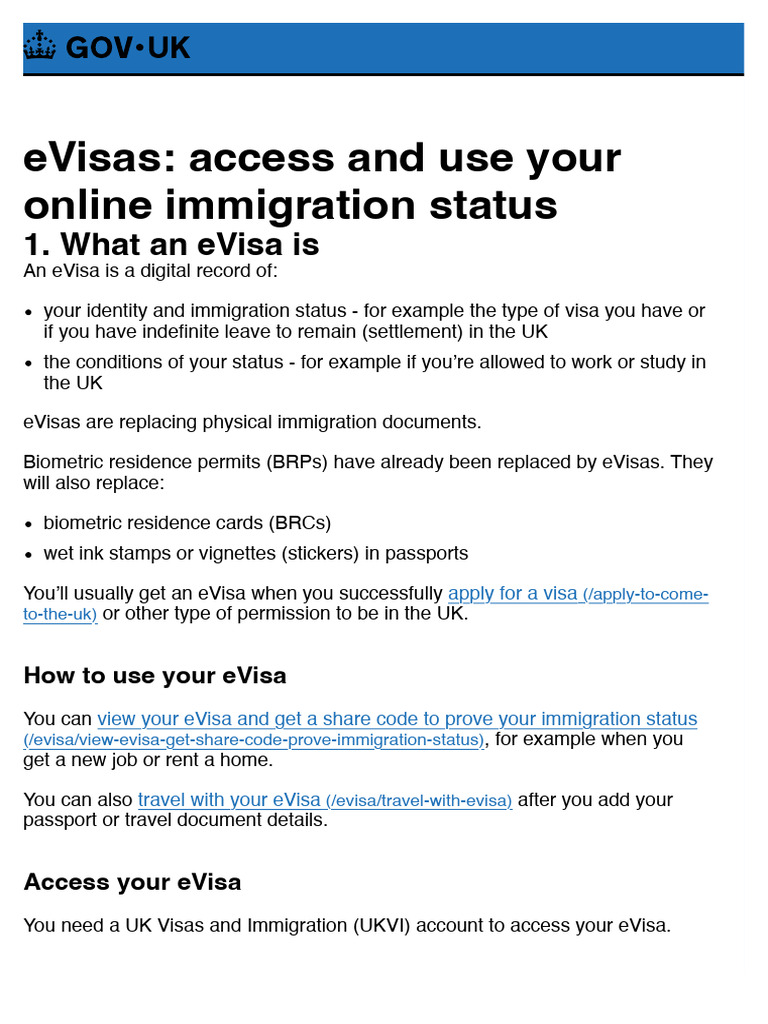 Print EVisas: Access and Use Your Online Immigration Status - GOV - Uk ...