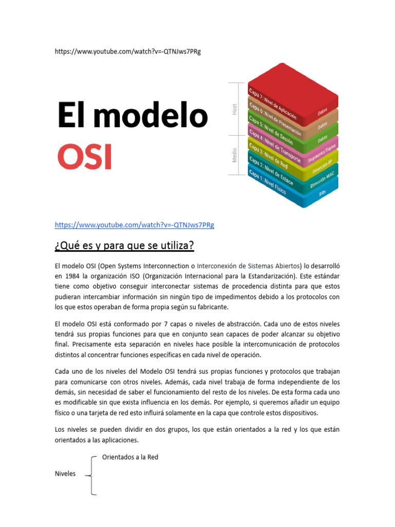 Modelo OSI-1 MODELO LAB HARDWARE QUINTO AÑO TECNICO | PDF | Modelo osi ...