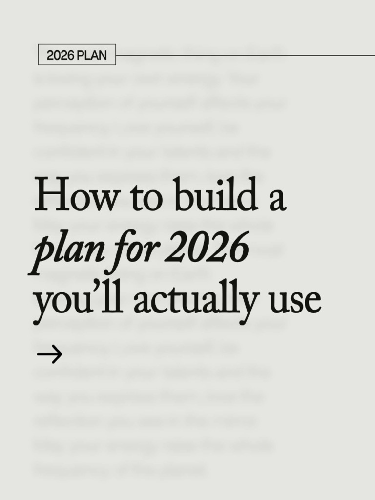 How To Build A Plan For 2026 | PDF