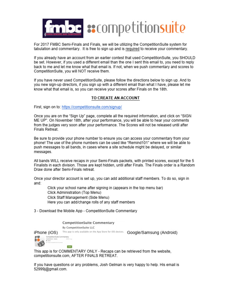 CompetitionSuite Registration | PDF
