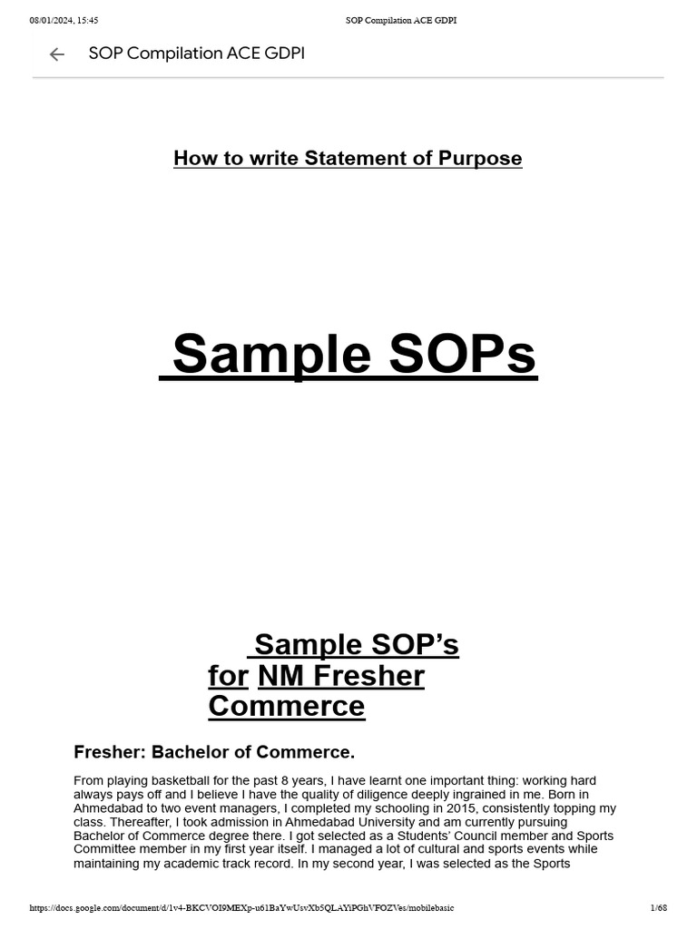 SOP Guide for MBA Aspirants at NMIMS | PDF | Master Of Business ...