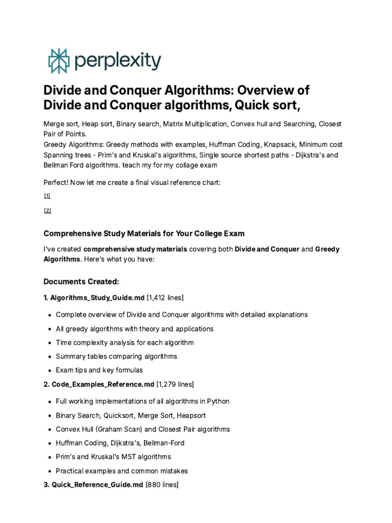 Comprehensive Algorithms Study Guide | PDF | Algorithms And Data ...