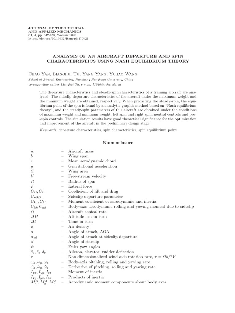 Analysis of An Aircraft | PDF | Force | Rotation