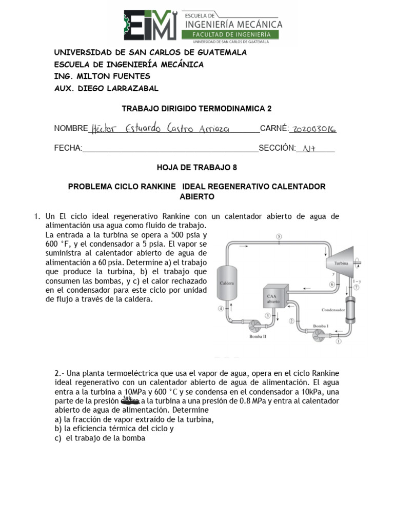 Ht8-Ciclo Rankine Ideal Regenerativo Con Calentado_250423_164947 | PDF