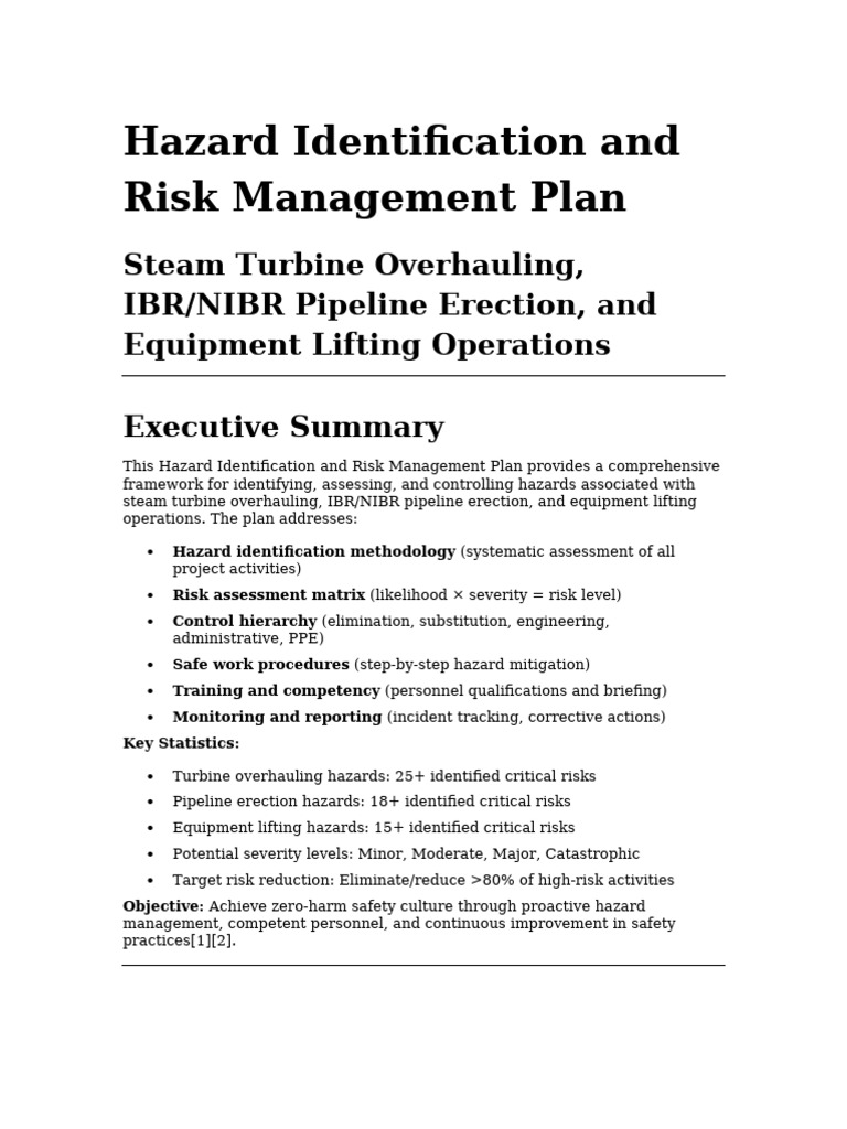 Hazard Management for Turbine Overhauling | PDF | Personal Protective ...