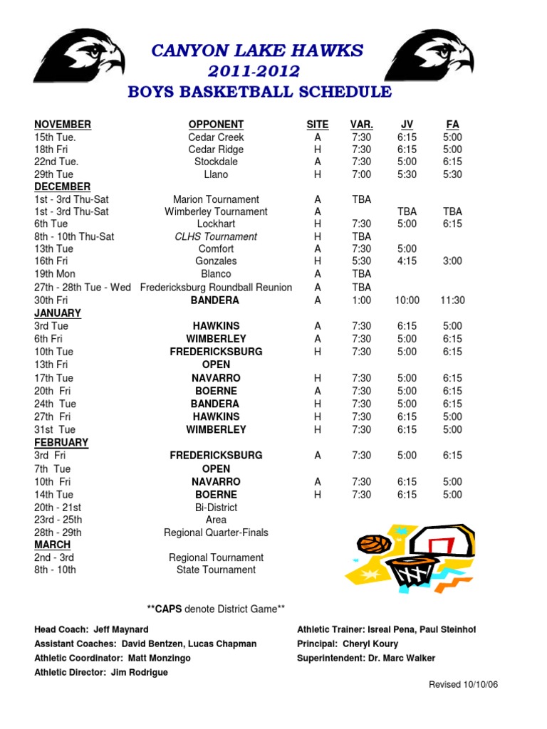 Boys Basketball Game Schedule | PDF