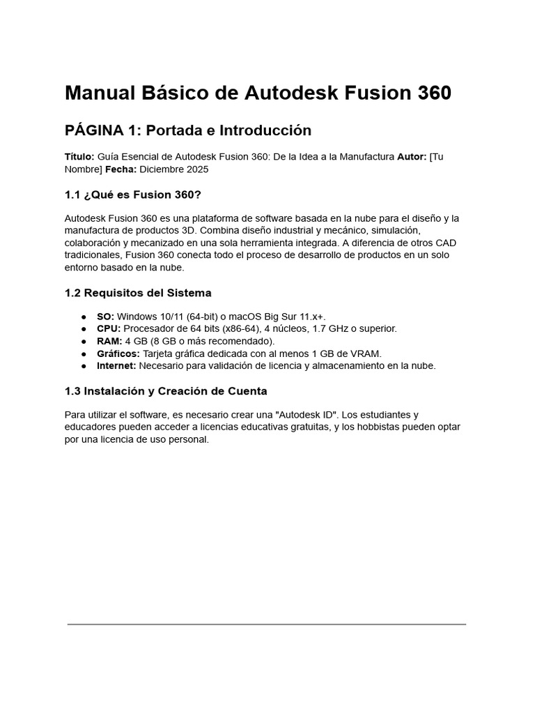 Guía Completa de Autodesk Fusion 360 | PDF | Computación en la nube ...