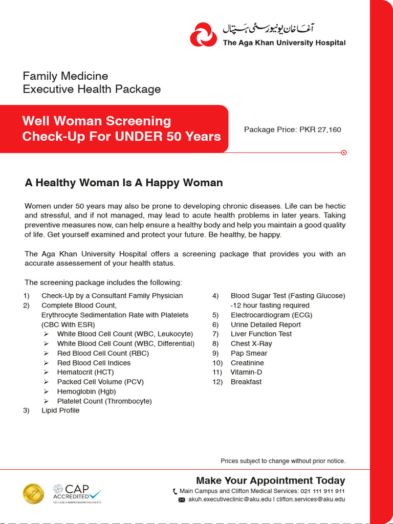 Well Woman Health Screening Package | PDF