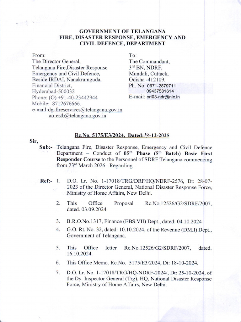 Telangana Basic First Responder Course | PDF | Safety | Emergency ...