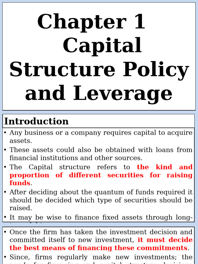 Capital Structure and Leverage Explained | PDF | Capital Structure ...