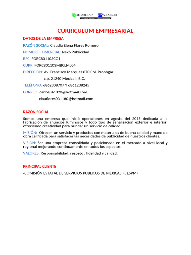 Curriculum Empresarial | PDF