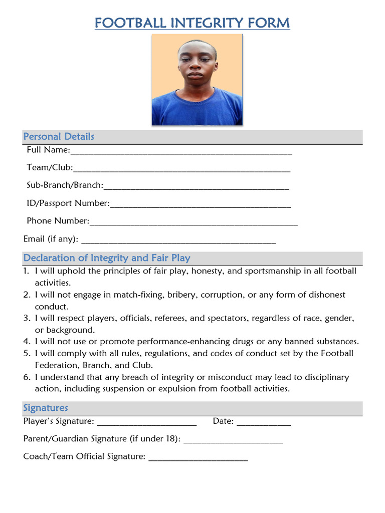 Football Integrity Declaration Form | PDF