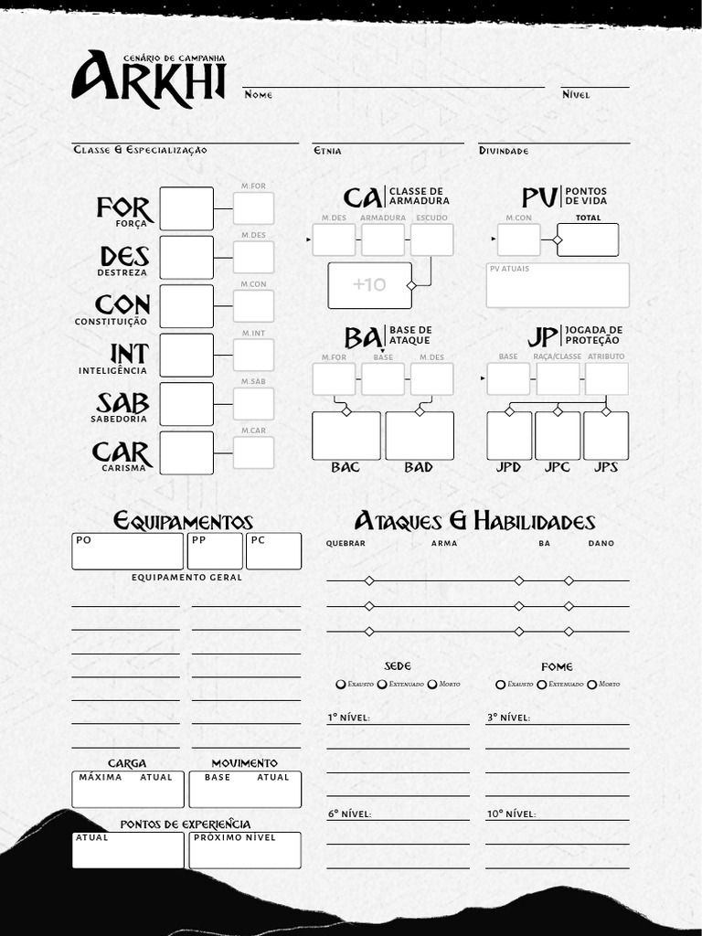 Ficha de Personagem para RPG | PDF | Videogames