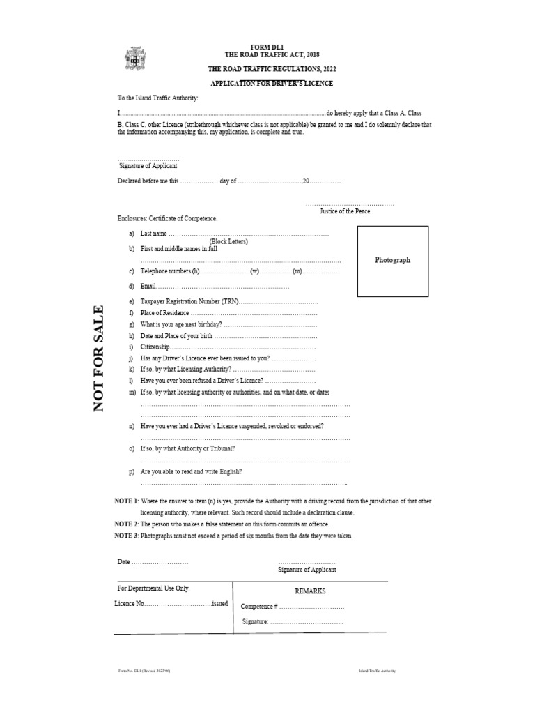 Driver's Licence Application Form DL1 | PDF | Justice | Crime & Violence