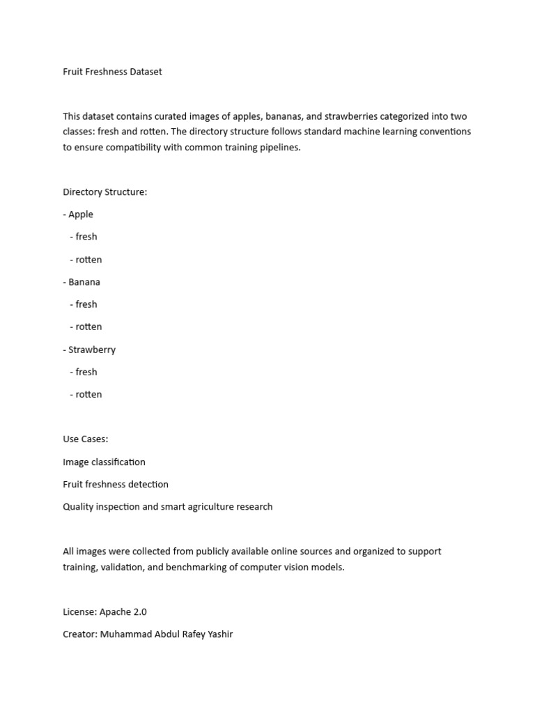 Fruit Freshness Image Dataset | PDF