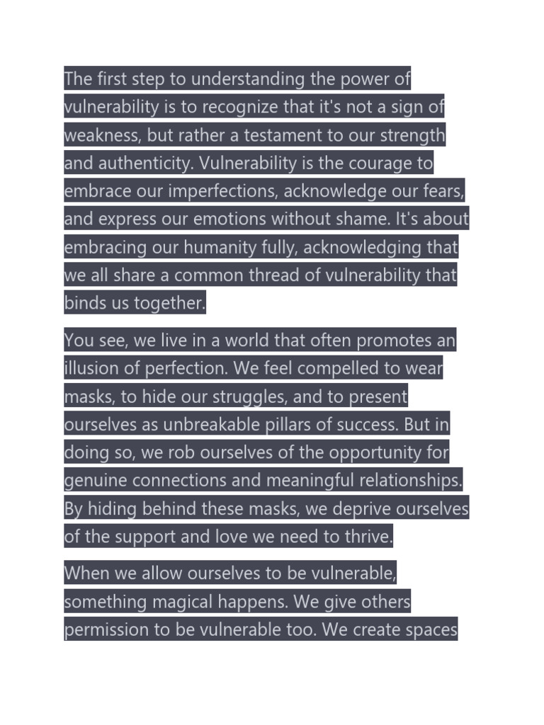 The First Step to Understanding the Power of Vulnerability is to ...