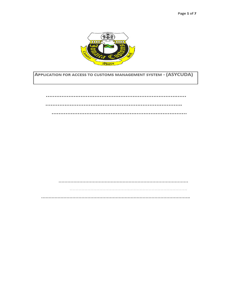 ASYCUDA Access Application Form | PDF