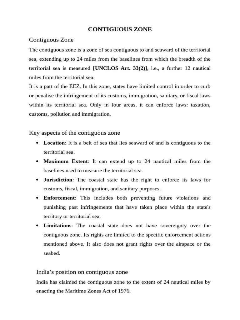 Contiguous Zone | PDF